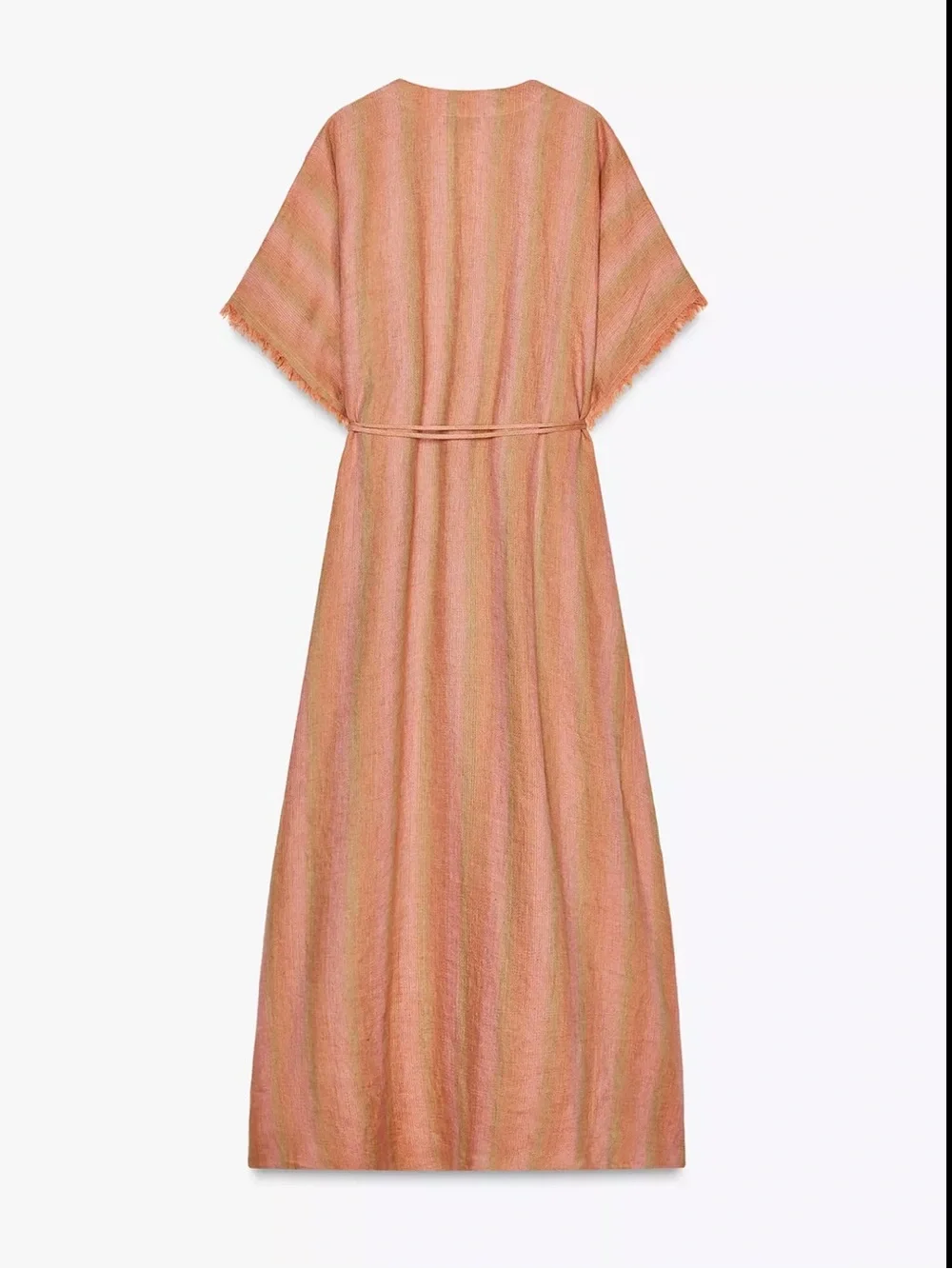 Zara | Dresses | Zara Peachorange Striped Maxi Caftan | Poshmark